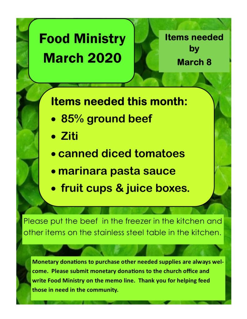 Food Ministry Needs – UUCWC